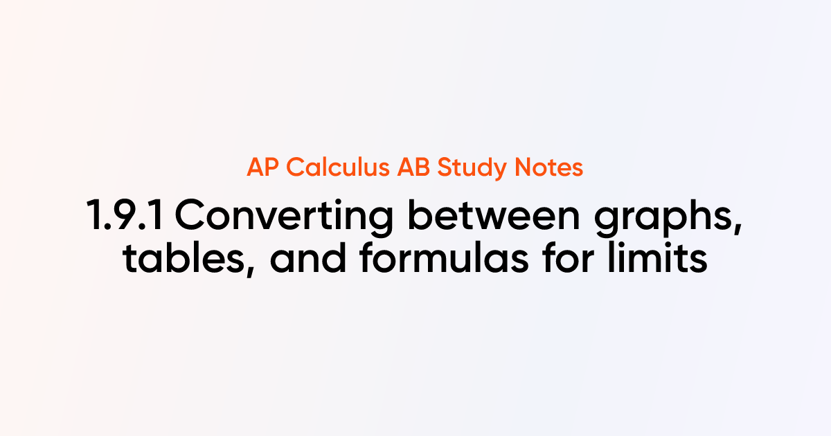 Converting between graphs, tables, and formulas for limits (1.9.1) | AP ...