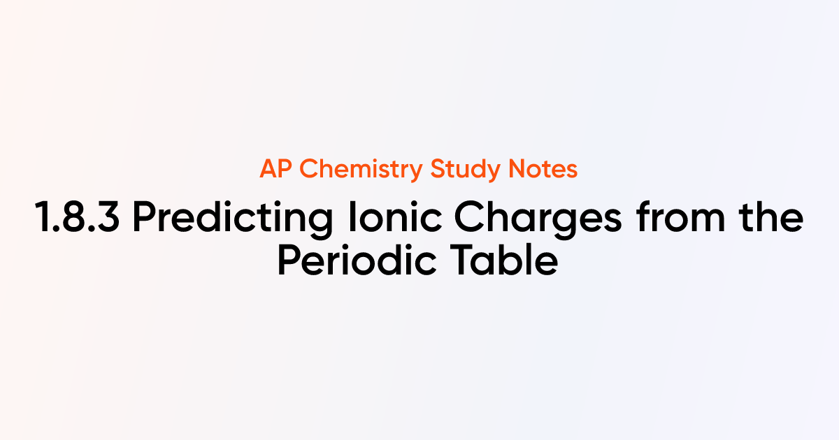1.8.3 Predicting Ionic Charges from the Periodic Table | AP Chemistry ...