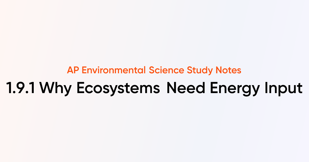 Why Ecosystems Need Energy Input (1.9.1) | AP Environmental Science ...