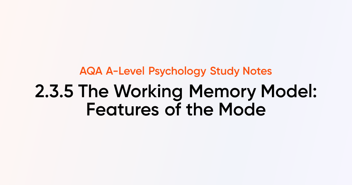 The Working Memory Model: Features of the Mode (2.3.5) | AQA A-Level ...