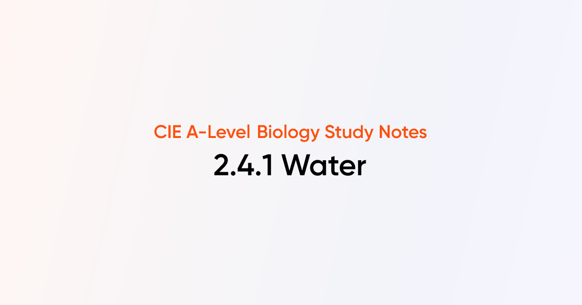 Water & the Hydrogen Bond (2.4.1) | CIE A-Level Biology Notes | TutorChase