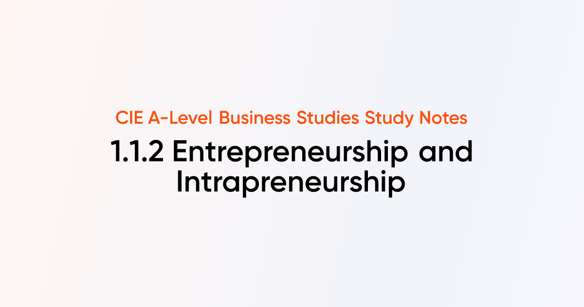 Entrepreneurship and Intrapreneurship (1.1.2) | CIE A-Level Business ...