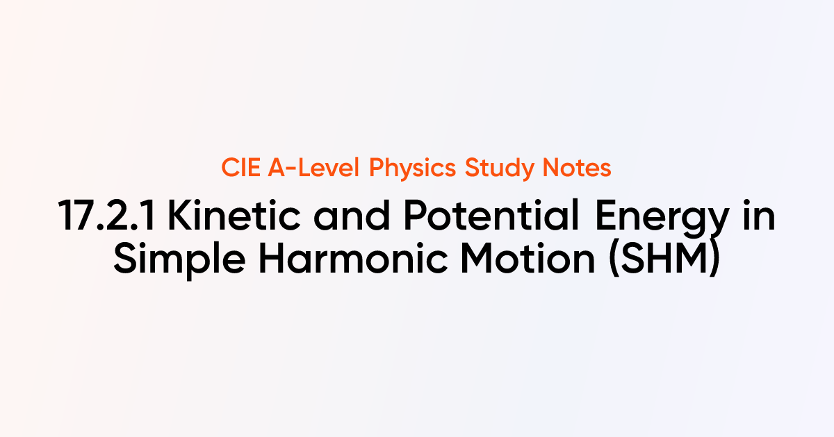 Kinetic and Potential Energy in Simple Harmonic Motion (SHM) (17.2.1 ...