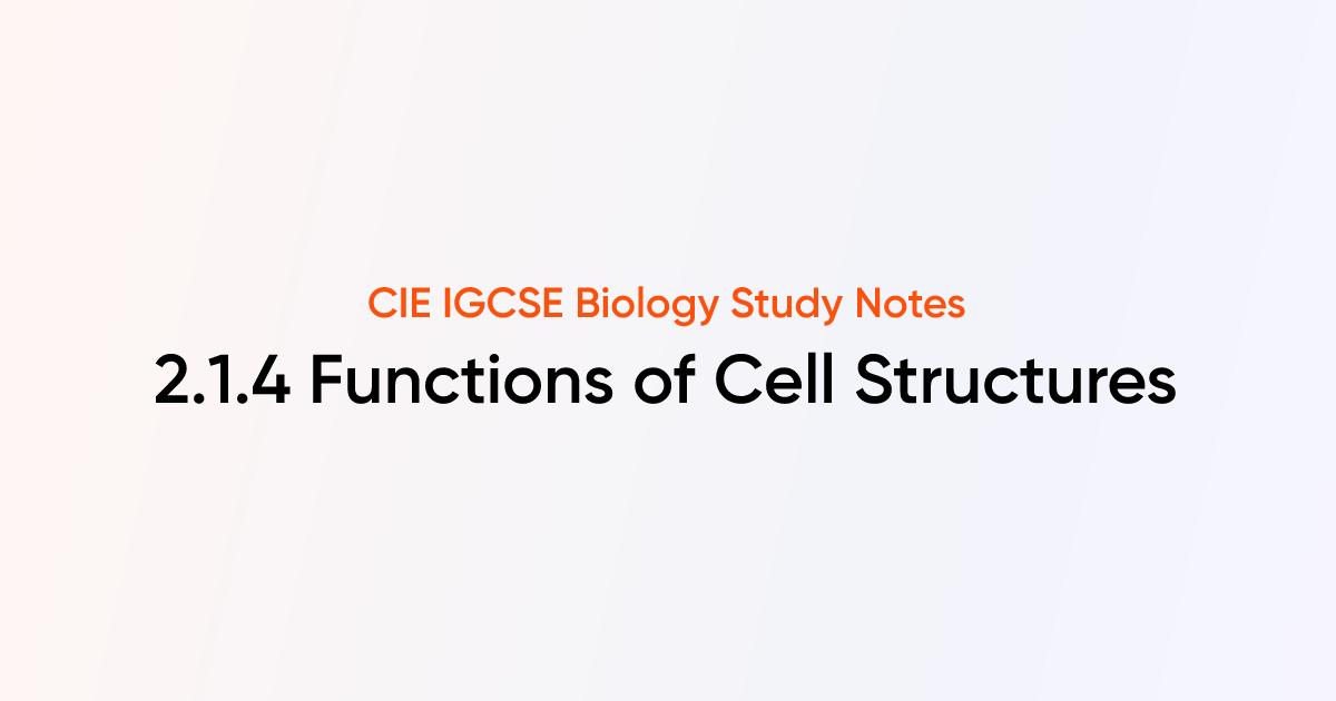 Functions Of Cell Structures 2 1 4 Cie Igcse Biology Notes Tutorchase