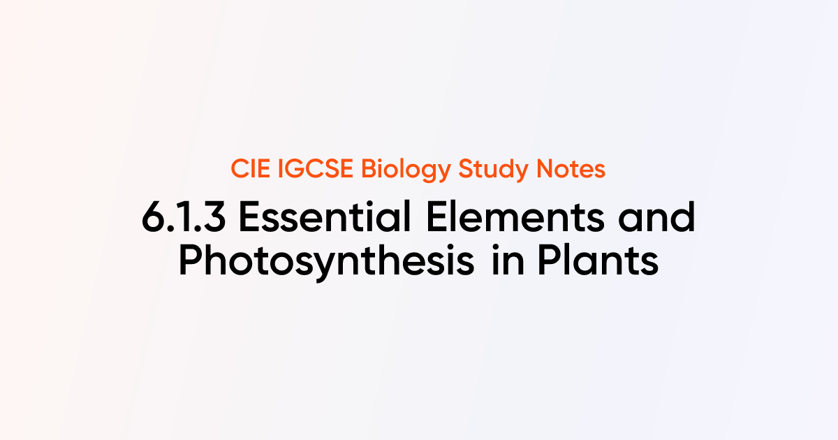 Essential Elements and Photosynthesis in Plants (6.1.3) | CIE IGCSE ...