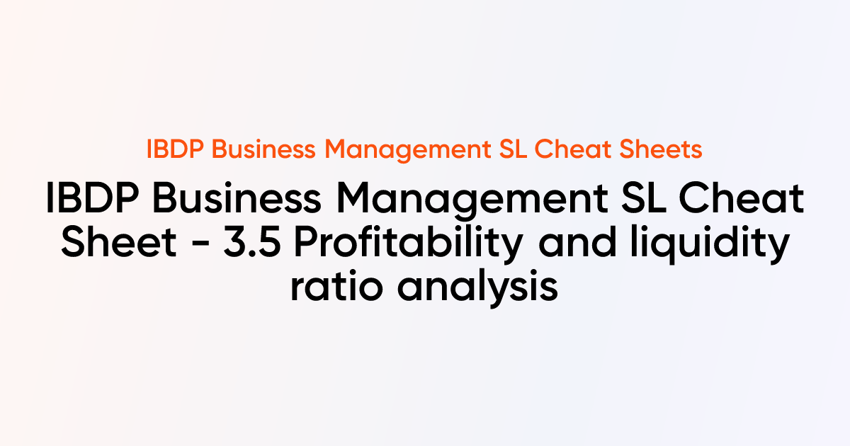 IBDP Business Management SL Cheat sheet - 3.5 Profitability and ...