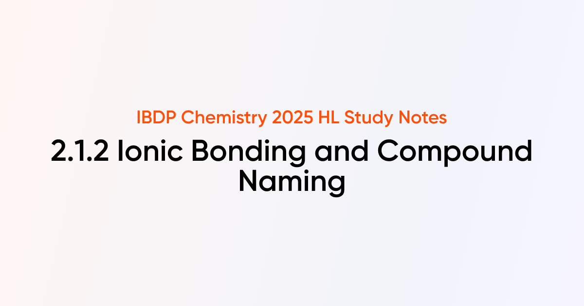Ionic Bonding and Compound Naming (2.1.2) | IB DP Chemistry HL 2025 ...