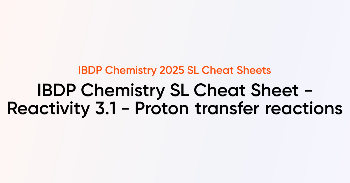 IBDP Chemistry SL Cheat sheet - Reactivity 3.1 - Proton transfer ...