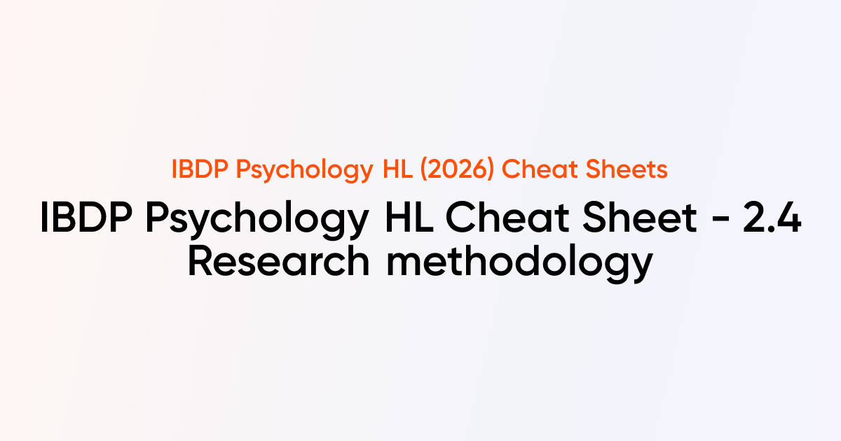 IBDP Psychology HL Cheat sheet - 2.4 Research methodology | IBDP ...